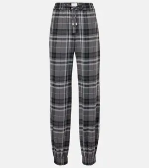Attico Plaid Cotton-blend Sweatpants - Grey