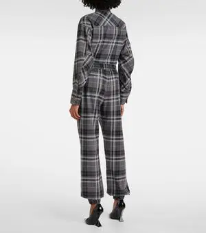 Attico Plaid Cotton-blend Sweatpants - Grey