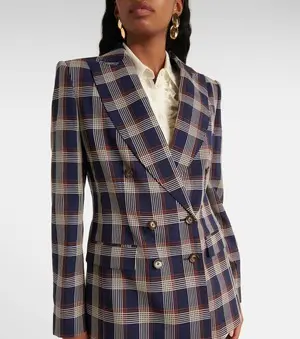 Etro Checked Wool Blazer - Blue