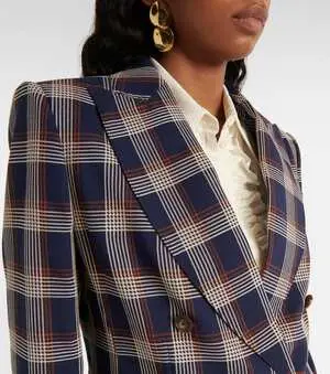 Etro Checked Wool Blazer - Blue