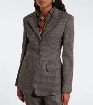 Etro Checked Wool Blazer - Brown