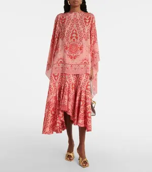 Etro Printed Silk Poncho