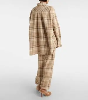 Attico Checked Cotton-blend Shirt - Beige