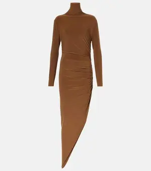 Norma Kamali Draped Asymmetric Midi Dress