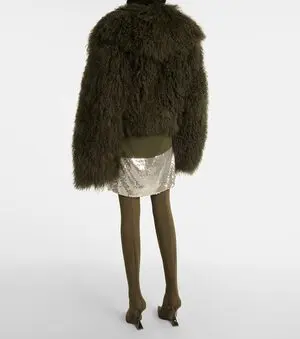 Attico Shearling Bomber Jacket - Green