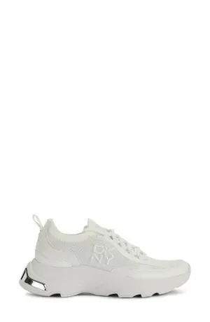 Dkny Jami Metallic Knit Sneakers - Bright White