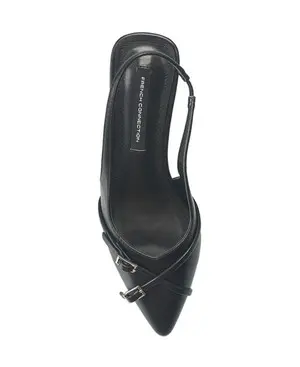 French Connection Buckles Slingback Kitten Heel - Black