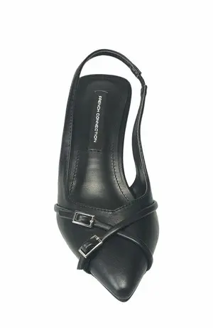 French Connection Buckled Slingback Kitten Heel - Black