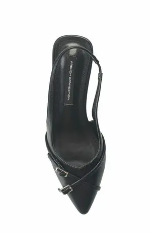 French Connection Buckled Slingback Kitten Heel - Black