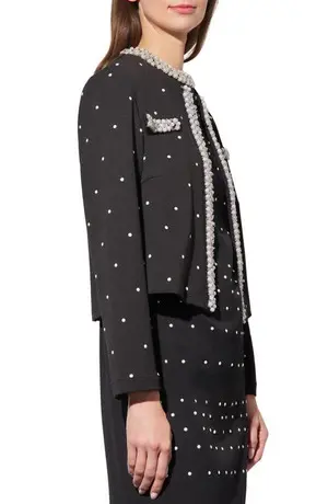 Ming Wang Deco Embellished Stretch Crepe Jacket