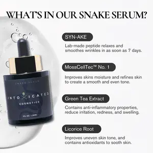 INTOXICATED COSMETICS Snake Serum | 1 Fl Oz/ 30 Ml | Anti-aging Formula With Vegan Snake Peptides | Hydrating Hyaluronic Acid | Niacinamide For