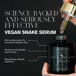 INTOXICATED COSMETICS Snake Serum | 1 Fl Oz/ 30 Ml | Anti-aging Formula With Vegan Snake Peptides | Hydrating Hyaluronic Acid | Niacinamide For
