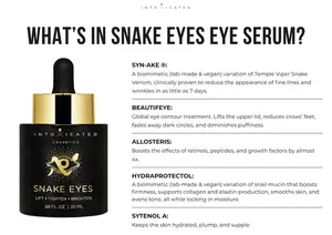 INTOXICATED COSMETICS Snake Eyes | Eye Serum | 0.68 Fl.oz/20ml Lifting Formula For Daily Moisture And Eye Contour