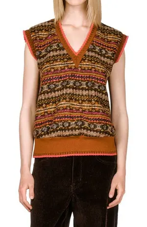 Anna Sui Fair Isle Fleece Vest