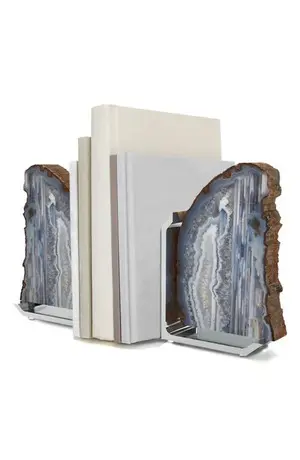 ANNA NEW YORK Fim Agate Bookends - Brown Grey And Silver