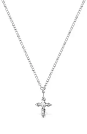 Bony Levy Diamond Cross Pendant Necklace - White