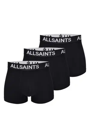 ALLSAINTS 3-pack Contour Pouch Stretch Organic Cotton Trunks - Black
