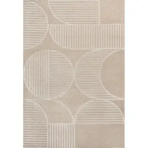 JONATHAN Y Nordby High-low Geometric Arch Scandi Striped Indoor/outdoor Area Rug - Beige/cream