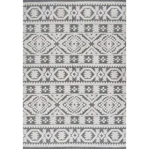 JONATHAN Y Citta High-low Pile Mediterranean Tile Indoor/outdoor Area Rug - White/black