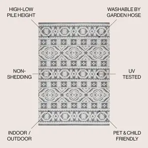 JONATHAN Y Citta High-low Pile Mediterranean Tile Indoor/outdoor Area Rug - White/black