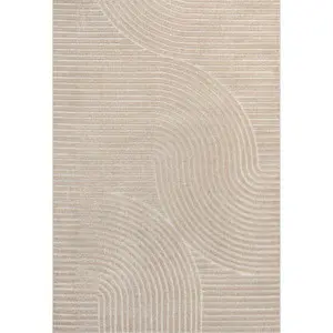 JONATHAN Y Hallie High-low Minimalist Curve Geometric Indoor/outdoor Area Rug - Beige/cream