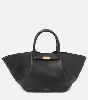 DEMELLIER New York Midi Leather Tote Bag - Black