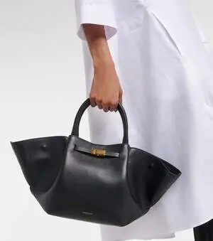 DEMELLIER New York Midi Leather Tote Bag - Black