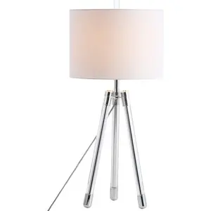 JONATHAN Y Wyman Surveyor's Tripod Crystal/metal Led Table Lamp - Chrome/clear