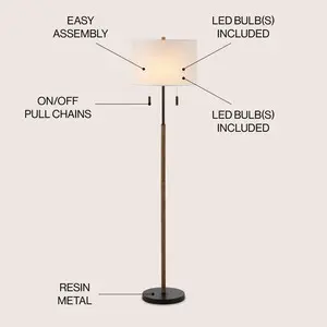 JONATHAN Y Maude Rustic Farmhouse Iron Candlestick Pull Chains Led Floor Lamp
