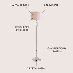 JONATHAN Y Aria Crystal/metal Led Floor Lamp