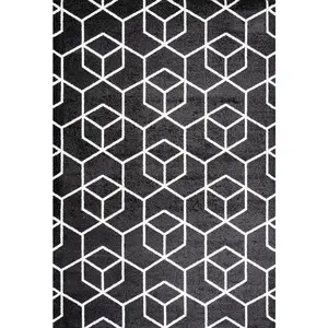 JONATHAN Y Tumbling Blocks Modern Geometric Area Rug Black/white