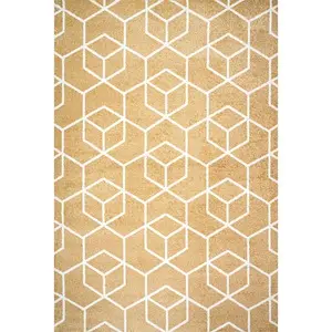 JONATHAN Y Tumbling Blocks Modern Geometric Area Rug Gold/white