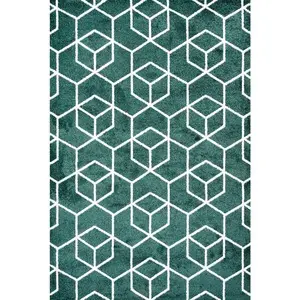 JONATHAN Y Tumbling Blocks Modern Geometric Area Rug Green/white