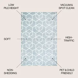 JONATHAN Y Tumbling Blocks Modern Geometric Area Rug - Light Blue/white