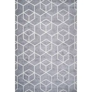 JONATHAN Y Tumbling Blocks Modern Geometric Area Rug Light Gray/white