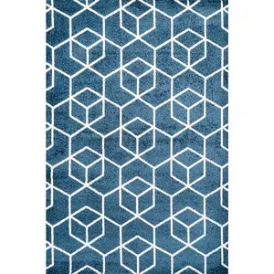 JONATHAN Y Tumbling Blocks Modern Geometric Area Rug Navy/white