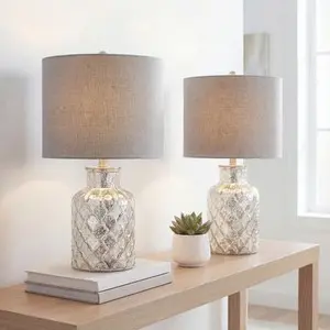 JONATHAN Y Alvord Led Glass Table Lamp - Mercury Silver