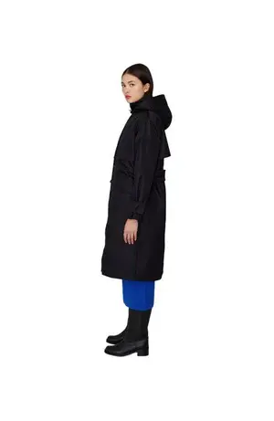 QUARTZ CO. Marina Hooded 3-in-1 Trench Coat - Black