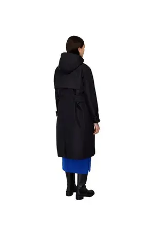 QUARTZ CO. Marina Hooded 3-in-1 Trench Coat - Black