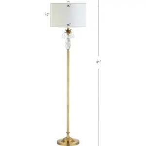 JONATHAN Y Adalyn Crystal / Metal Led Floor Lamp - Clear/brass Gold