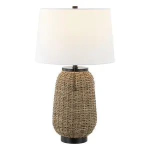 JONATHAN Y Chakrii Rustic Bohemian Iron/rattan Led Table Lamp With Pull-chain - Dark Brown