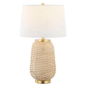 JONATHAN Y Chakrii Rustic Bohemian Iron/rattan Led Table Lamp With Pull-chain - Light Brown