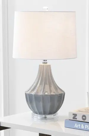 JONATHAN Y Tate Ceramic Led Table Lamp - Gray