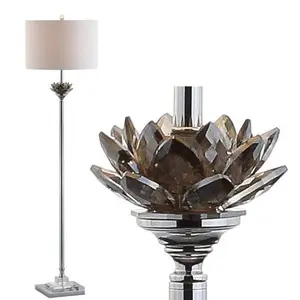 JONATHAN Y Amelia Crystal / Metal Led Floor Lamp - Smoke Gray/chrome