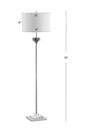 JONATHAN Y Amelia Crystal / Metal Led Floor Lamp - Smoke Gray/chrome