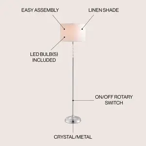 JONATHAN Y Mia Crystal/metal Led Floor Lamp