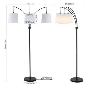 JONATHAN Y Sylva 3-light Mid-century Modern Head-adjustable Iron Led Arc Floor Lamp