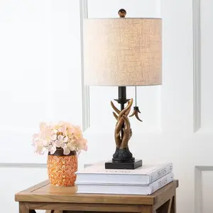 JONATHAN Y Gaston Resin Mini Led Table Lamp - Black/brown