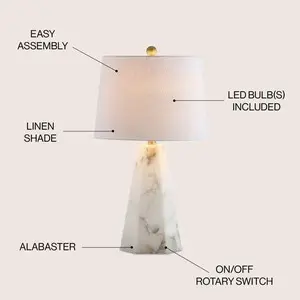 JONATHAN Y Xio Alabaster Led Table Lamp - White