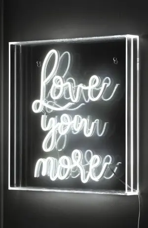 JONATHAN Y Love Square Contemporary Glam Acrylic Box Usb Operated Led Neon Light